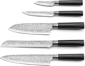 Richardson Sheffield Set 5 couteaux de cuisine - Katana - Acier Inoxydable 13 C - Finition Satinée - Noir