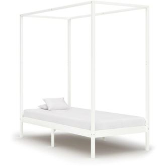 vidaXL Himmelbett-Gestell Wei&szlig; Massivholz Kiefer 100 x 200 cm Vidaxl