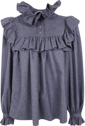 Chlo&eacute; Chemise &agrave; Manches Larges - Femme - Blouses et Chemises - Gris - Taille: 36 FR