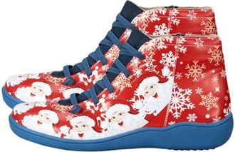BESPORTBLE Bottes Courtes de No&euml;l pour Femme Chaussures dAutomne et dHiver D&eacute;contract&eacute;es Taille 38 Couleur Bleu Fonc&eacute; Style Confortable et Festif pour F&ecirc;tes et U