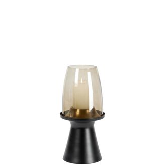 LAMBERT [A1] Olbia Windlicht Eisen/Glas schwarz/Gold H 40 cm