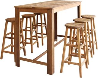 vidaXL Table et tabourets de bar 7 pcs Bois dacacia massif Vidaxl
