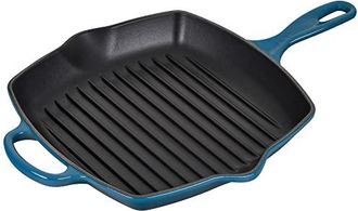 LE CREUSET Skillet Gril en Fonte Émaillée, Carré, 26 cm, 2,86 kg, Deep Teal, 20183266420422