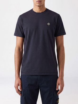 Stone Island T-shirt en coton avec patch logo Compass sur la poitrine