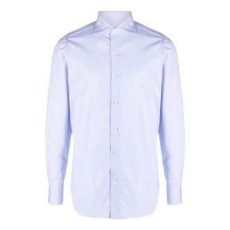 Finamore Chemise en Coton Bleu Clair Col Classique - Homme - Chemises - Bleu - Taille: 4XL