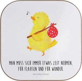 Mr. & Mrs. Panda weinuntersetzer Küken Wander - Geschenk, Ostern, Tischuntersetzer, Ostergrüße, Holzuntersetzer, Liebe Grüße, Untersetzer Gläser, Coaster, Frohe, gläse