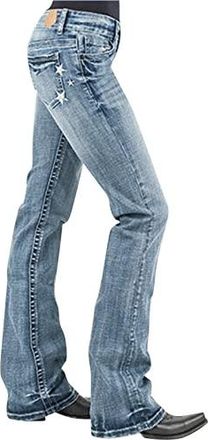 Generic Jeans pour femmes 2023 brod&eacute; &eacute;toile droite baril &eacute;vas&eacute; coupe slim bleu clair pantalon jean pantalon en jean femme taille haute, bleu clair, 4XL