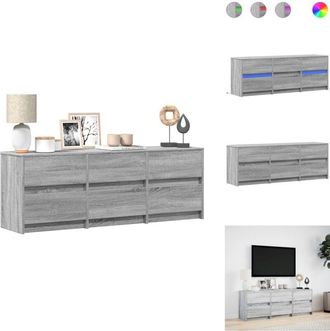 vidaXL Vidaxl - Meuble tv avec led sonoma gris 140x34x50 cm bois dingénierie - Meuble tv - Meubles tv - Support tv - Banc tv