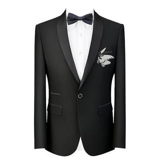 Generic Veste de smoking pour homme, coupe ajust&eacute;e, un bouton, ch&acirc;le, revers &agrave; revers pour affaires, blazer formel pour d&icirc;ner, bal de fin dann&eacute;e, f&ecirc;te, Noir, 