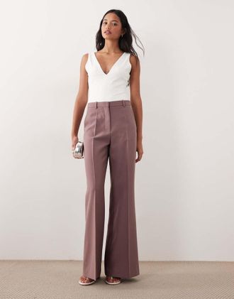 Mango Bangkok - Elegante Schlaghose aus Wollmix in Zartrosa, Kombiteil