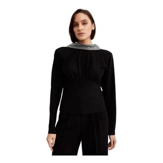 Roland Mouret Langarmshirt mit B&uuml;gelfalte - - Tops - Damen - Schwarzk - M