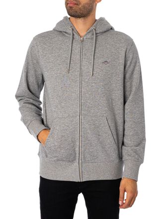 GANT Gant Herren Reg Shield Full Zip Hoodie Kapuzenpullover, Grey Melange, 4XL EU