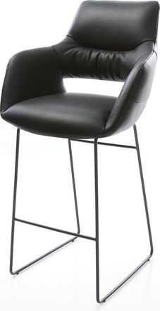 DELIFE Barstuhl Yago-Flex Echt-Leder Schwarz Kufengestell Metall Schwarz Taschenfederkern, Barstühle