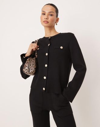 Vero Moda Gilet densemble boutonné à lavant en maille - Noir