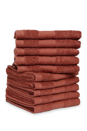 jilda-tex Handtuch Duschtuch G&auml;stetuch Badematte Set Soft Cotton 100% Bio-Baumwolle GOTS (Rost, 10er-Set G&auml;stetuch (10x 30x50 cm))