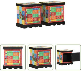 vidaXL vidaXL Mango Holz - Nachttisch 2 Stk. Mehrfarbig 40x35x45 cm Massivholz Mango
