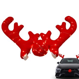 Generic Auto Hirschgeweih - Urlaubsfahrzeug-Geweih, Weihnachtsdeko Auto aus Rentiergeweih | Rentier-Auto Set mit Geweih und Nase, Weihnachtsfahrzeugzubehör, W