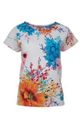 Passioni T-Shirt in Wei&szlig;, mit buntem Blumenmuster