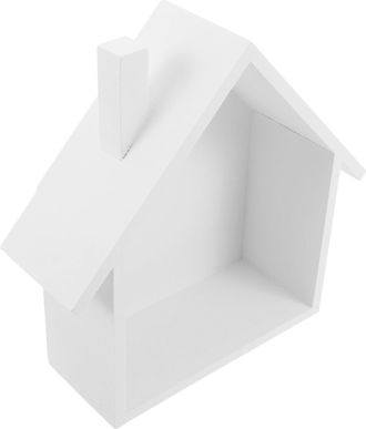 TOPBATHY Holzvitrine im Landhausstil als Wandregal in Hausform 24X7,8cm f&uuml;r Figuren B&uuml;cher und K&uuml;chenutensilien