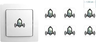 Generic Glocken Aufkleber Set mit 6 St&uuml;ck Aufkleber Glocke Chrom Optik Klingel T&uuml;rglocke Alarm (RP1/1) (15mm)