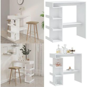 vidaXL Bartisch mit Regal Wei&szlig; 100x50x101,5 cm Holzwerkstoff - Esstisch - Bartisch - Bistrotisch - Stehtisch - K&uuml;cheninsel - Home & Living