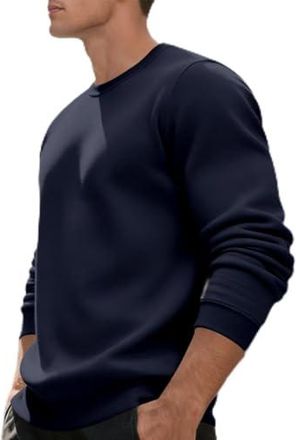 Generic Pull Homme Hiver Chaud Laine Casual Uni Long Sleeve Sweat Col Rond Pull de Travail Outdoor Sports Sweatshirt