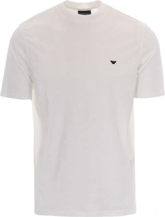 Emporio Armani Homme, Tops, Beige, Taille: 2XL T-shirt en jersey m&eacute;lang&eacute; de lyocell avec broderie aigle en relief