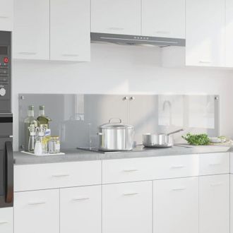 vidaXL K&uuml;chenr&uuml;ckwand 2 pcs Hellgrau 90 x 40 cm Geh&auml;rtetes Glas vidaXL