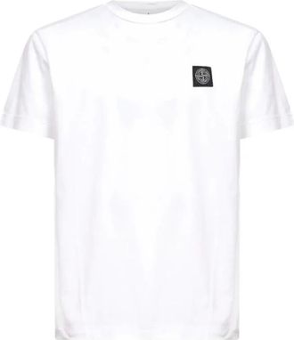 Stone Island Homme, Tops, Blanc, Taille: S T-shirt en coton