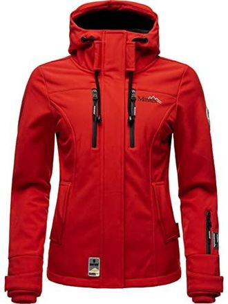 Marikoo Veste softshell mi-saison avec capuche pour femme Taille XS à 3XL, rouge, S