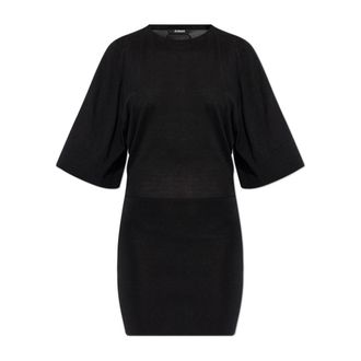Jacquemus Wollkleid mit gesticktem Logo - - Dresses - Damen - Schwarzk - 2XS
