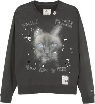 Miharayasuhiro sweat à imprimé chat - Gris