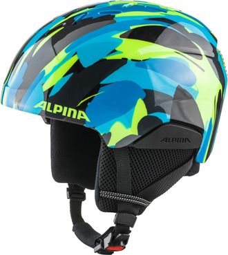 Alpina PIZI - Leichter, bruchfester & individuell anpassbarer Skihelm f&uuml;r Kinder, mit abnehmbaren Ohrenpolstern - neon-Blue Green Gloss - S (46-51 cm)