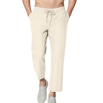 Generic Pantalon de jogging pour homme, long &eacute;t&eacute;, d&eacute;contract&eacute;, ample, l&eacute;ger, respirant, confortable, pantalon de plage avec taille &eacute;lastique, entra&icirc;nement, co