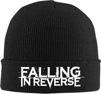 Generic Chapeau Homme, Logo de Groupe Falling Revers, Texte Blanc, Hommes, Femmes Unisexe Chapeau tricot&eacute;, Bonnet, Pull Pullover, Cadeau Hiver Chaud Thermique