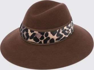 Borsalino Chapeau Claudette &agrave; imprim&eacute; animalier en feutre de laine &agrave; larges bords