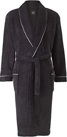 The Savile Row Company Savile Row Mens Black Fleece Rope Edge Dressing Gown XXL