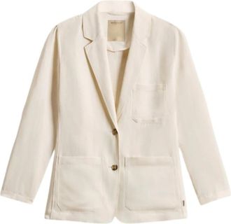 Woolrich Femme, Vestes, Beige, Taille: 40 FR Blazer en Lyocell et Lin