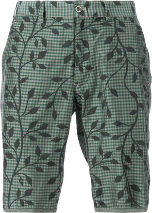 Kiminori Morishita Shorts mit Karo- und Blumenmuster - Grün