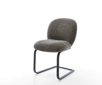 DELIFE Freischwinger Nube-Flex Boucl&eacute; Soft Schlamm Freischwinger flach Schwarz Taschenfederkern, Esszimmerst&uuml;hle