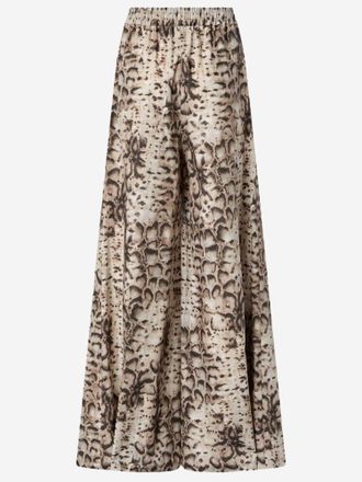 Pinko Womens Cotton Trousers With Animal Print Multicolour