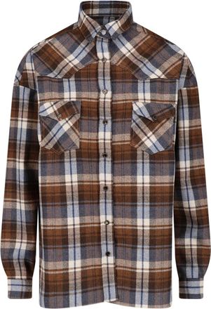 Finamore Checked Shirt In Virgin Wool And Cashmere