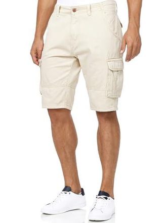 Indicode Hommes Blixt Cargo Shorts | Pantalon Court Cargo avec 6 Poches et Ceinture Fog XXL