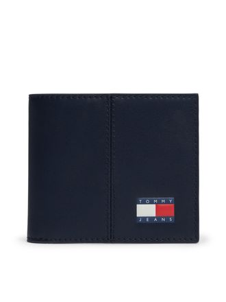 Tommy Jeans Geldb&ouml;rse TOMMY JEANS TJM HERITAGE CC WALLET, Herren, nachtblau, Leder, Lederimitat, Textil, unifarben mit Farbeinsatz, Basic, Kleinlederwaren, Geldbe