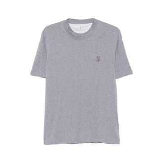 Brunello Cucinelli T-Shirt mit Logo-Detail - - Tops - Herren - Grau - XL