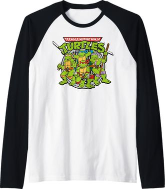 Teenage Mutant Ninja Turtles TMNT Turtle Power-Logo, Teenage Mutant Ninja, 80er-Jahre-Modenschau, Retro-Design Raglan