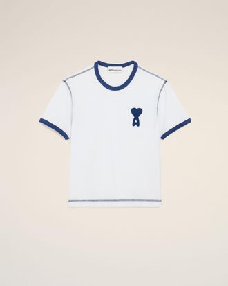 Ami T-shirt Blanc Ami De Coeur En Crochet en Coton Blanc - XXXL - Unisex