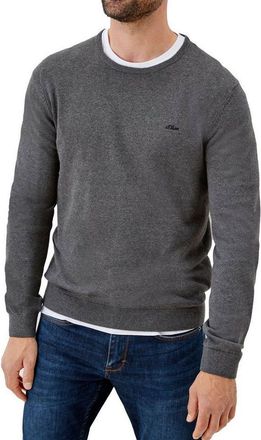 s.Oliver Rundhalspullover (1-tlg) mit gesticktem Logo, Crew-Neck (1 St&uuml;ck)