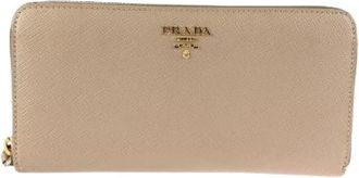 Prada Portefeuille long en cuir Saffiano Pre-owned - Femme - Pre-owned - Beige - Taille: ONE Size