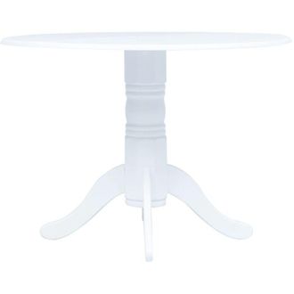 vidaXL Vidaxl - Table de salle &agrave; manger Blanc 106 cm Bois dh&eacute;v&eacute;a massif